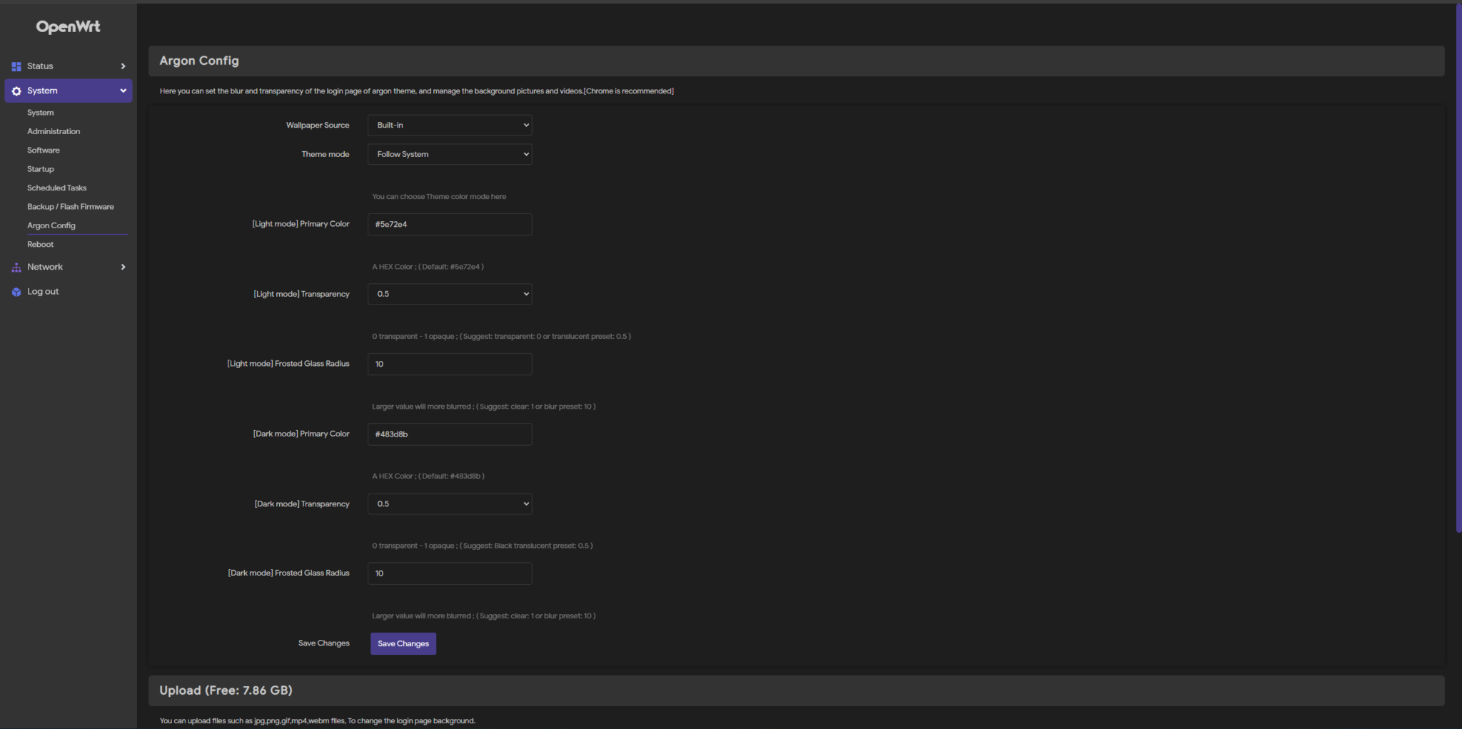OpenWrt Argon 主题安装 - 值得推荐的LUCI主题 - REGECC